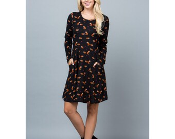 Fox Print Dress | Etsy