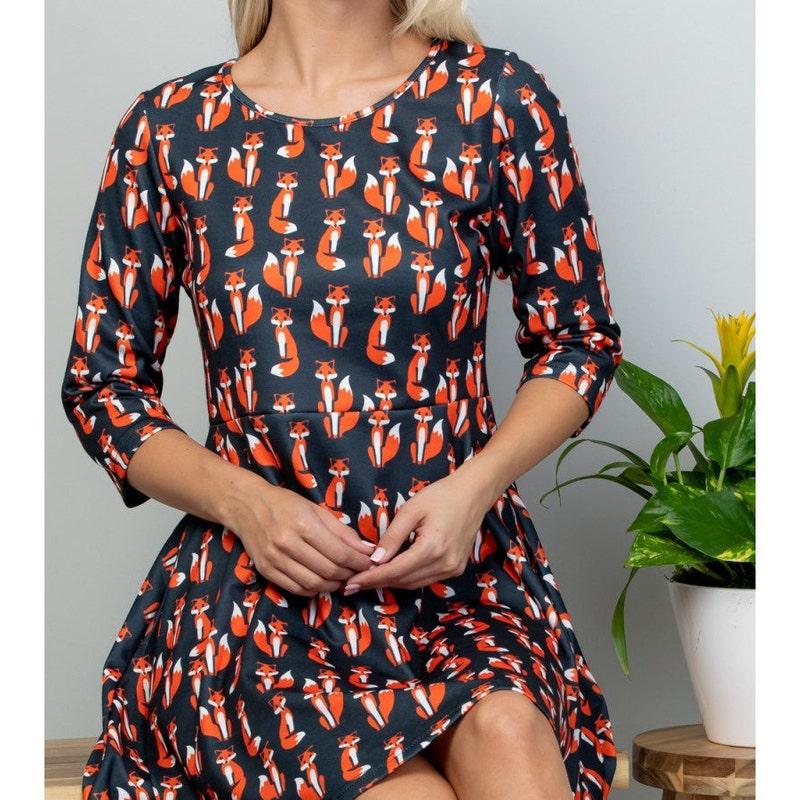 Fox Print Dress - Etsy
