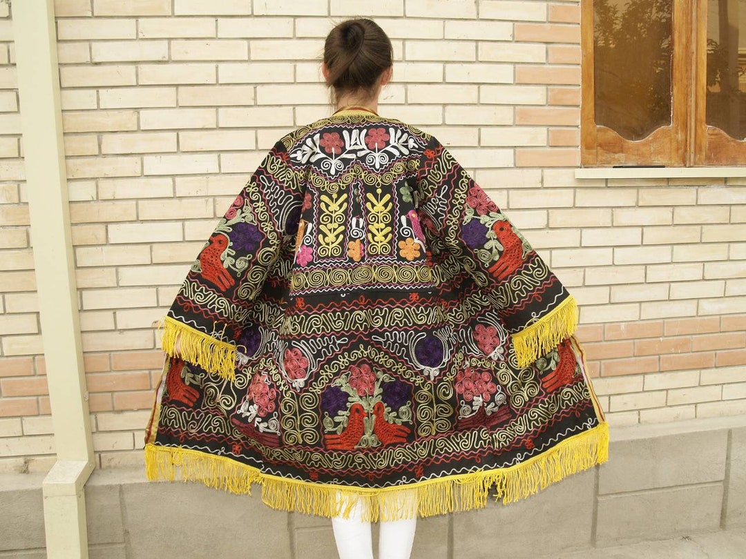 Uzbek Vintage Handmade High Quality Embroidered Cotton Chapan, Best to ...