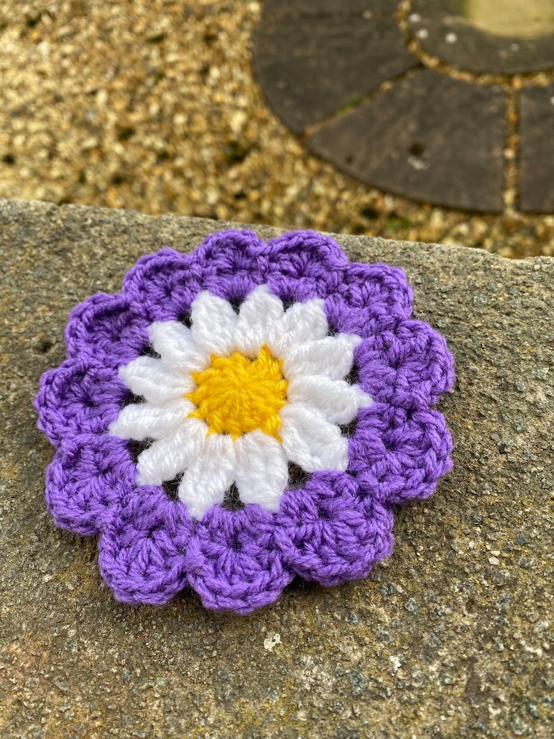 Daisy Coasters // Handmade Crochet Coasters, Home Decor, Colourful Wool ...