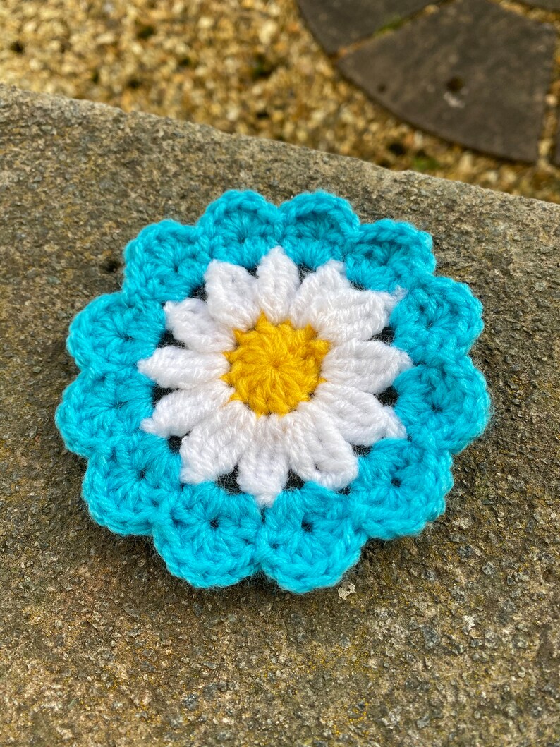 Daisy Coasters // Handmade Crochet Coasters, Home Decor, Colourful Wool ...