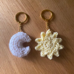 Celestial Sun and Moon Crochet Keychains - Etsy