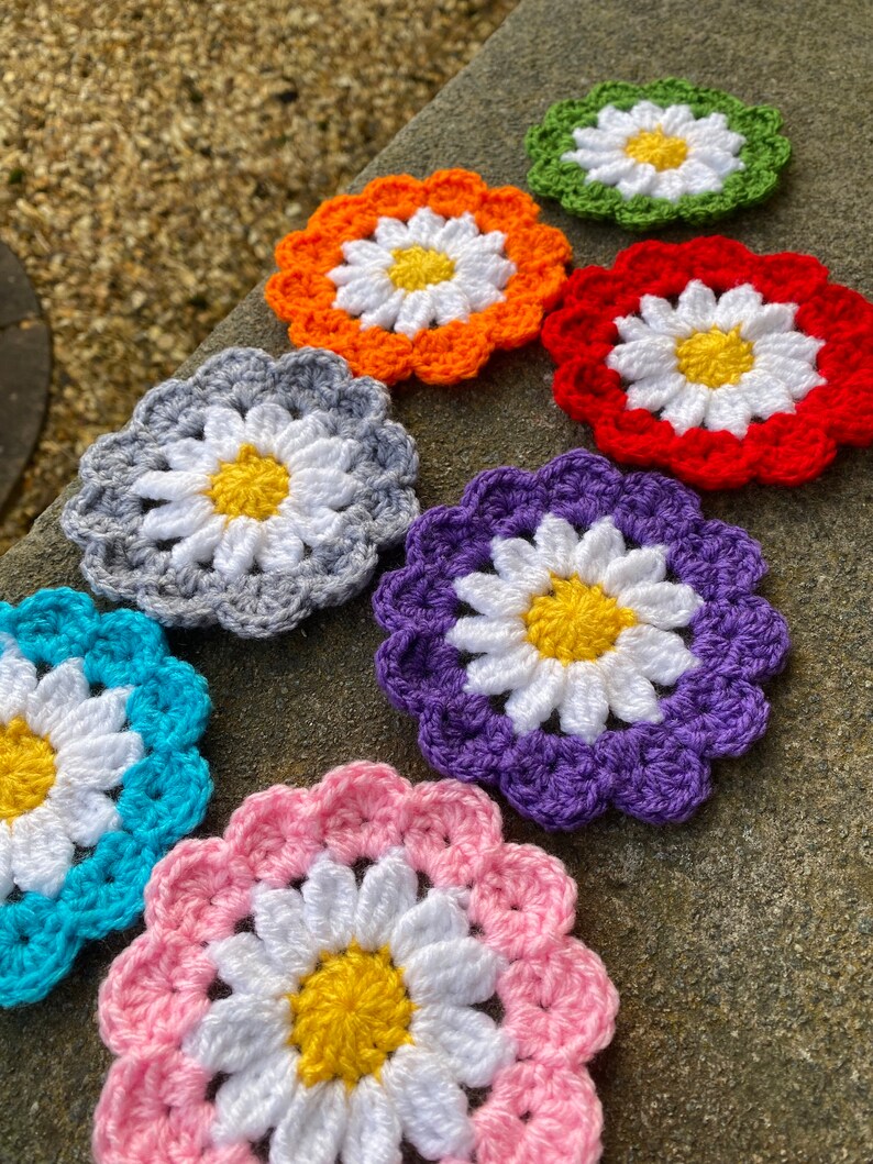 Daisy Coasters // Handmade Crochet Coasters, Home Decor, Colourful Wool ...