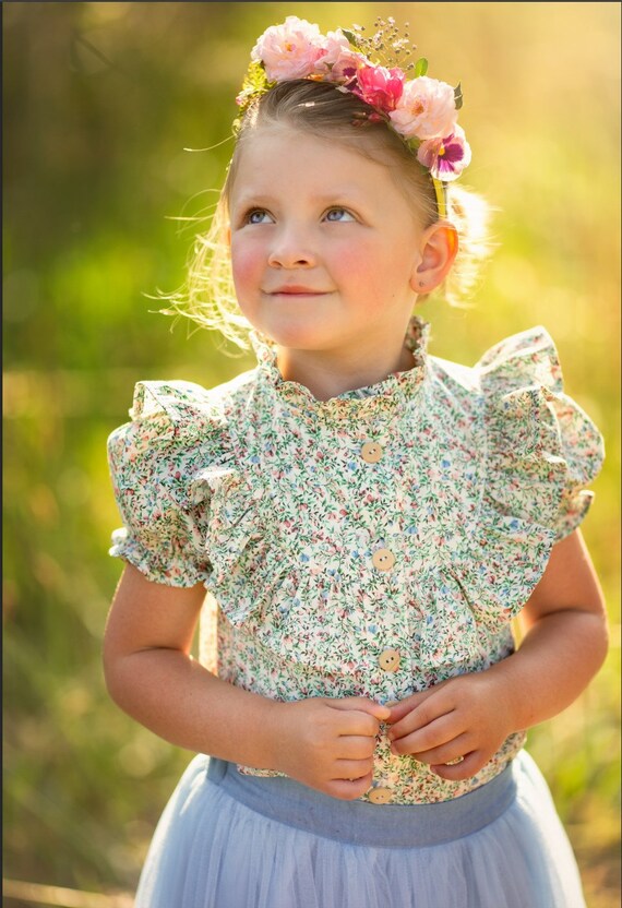 Amaryllis Blouse PDF Sewing Pattern Size 1-12 Long Sleeve | Etsy