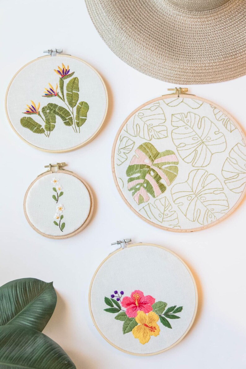 Hibiscus Embroidery PDF Pattern Collection Bird of Paradise - Etsy