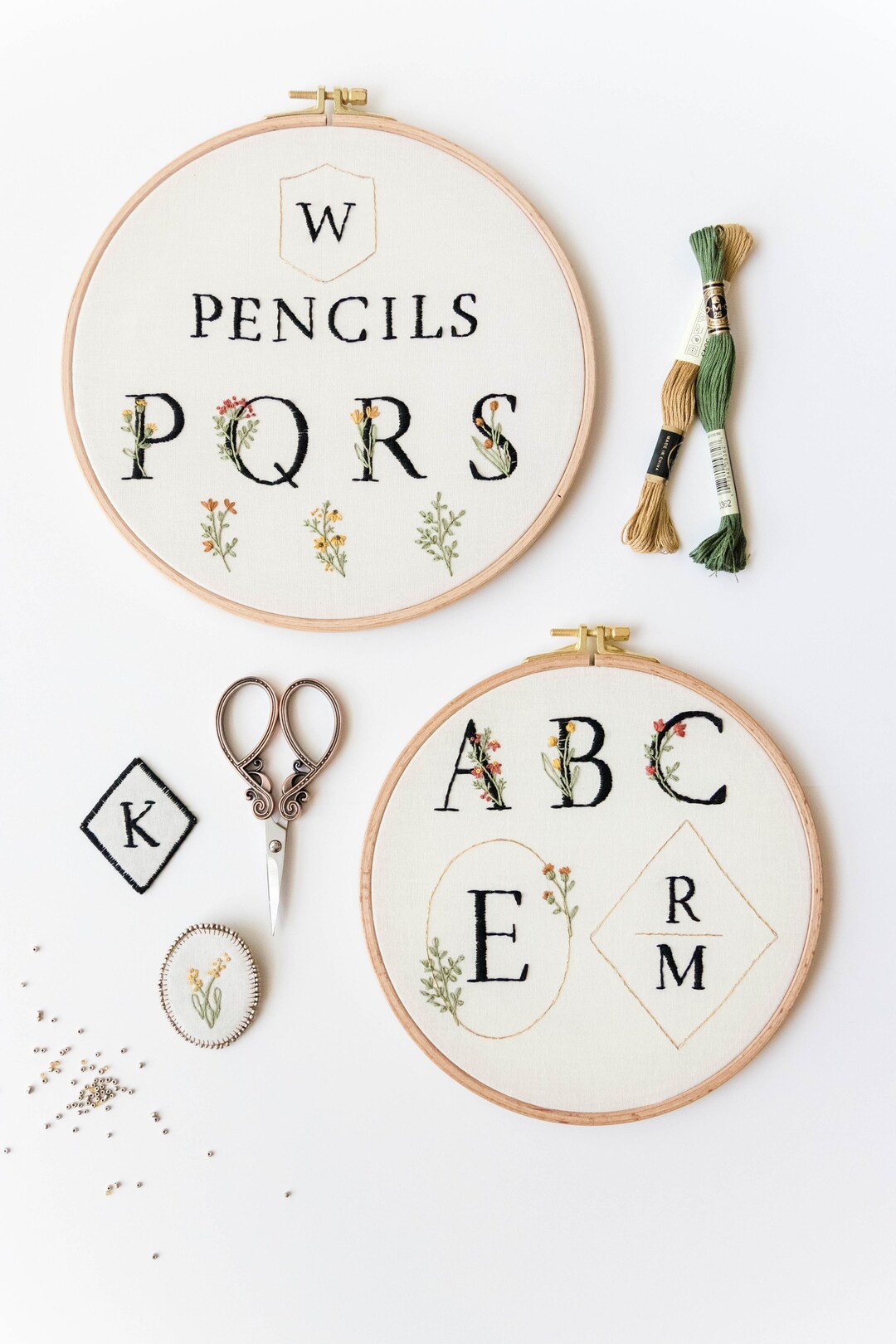 Sage Embroidery PDF Pattern | Monogram Embroidery | Floral Embroidery ...