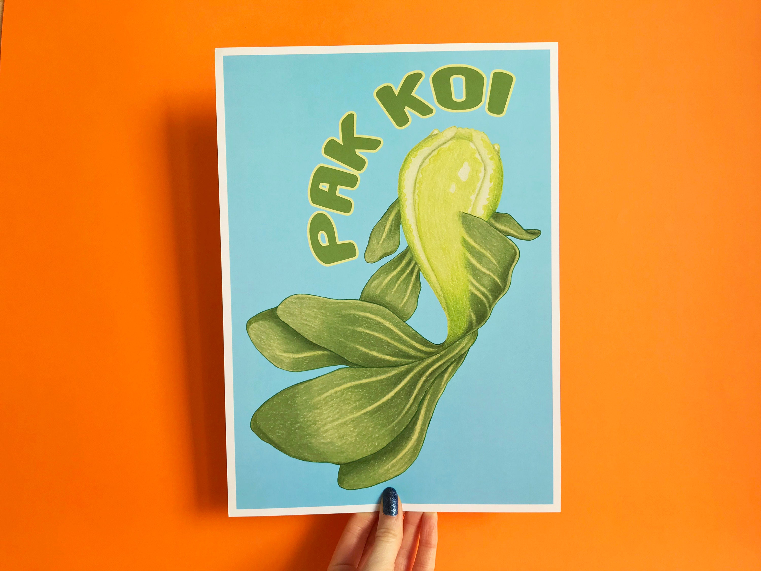 Pak Koi Funny Fish Pun Illustrated Digital Art Print, Pak Choi, Bok ...