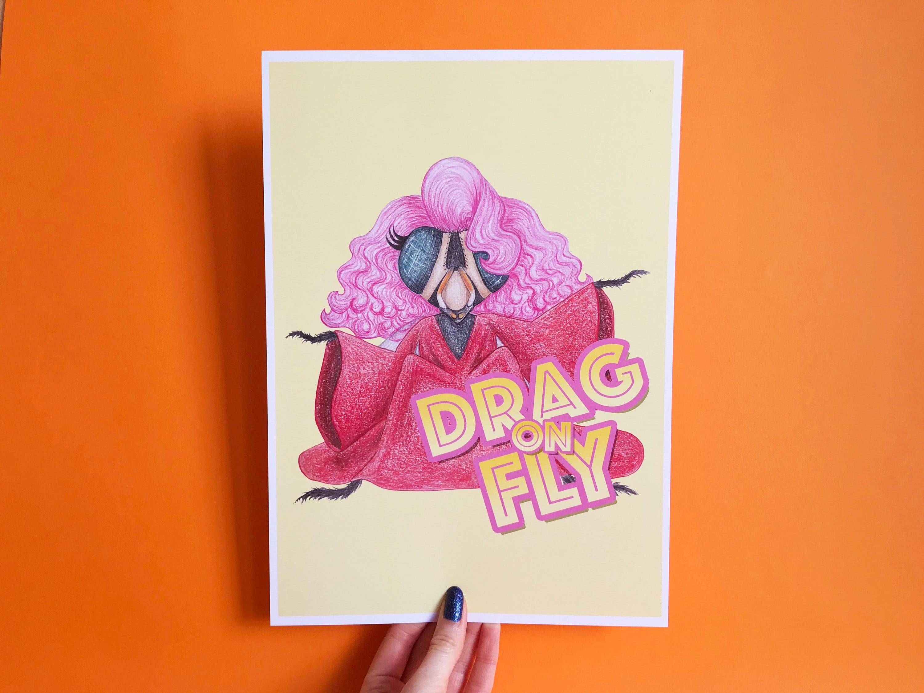 Dragonfly Drag Queen Funny Animal Pun Illustrated Digital Art Print, A4 ...