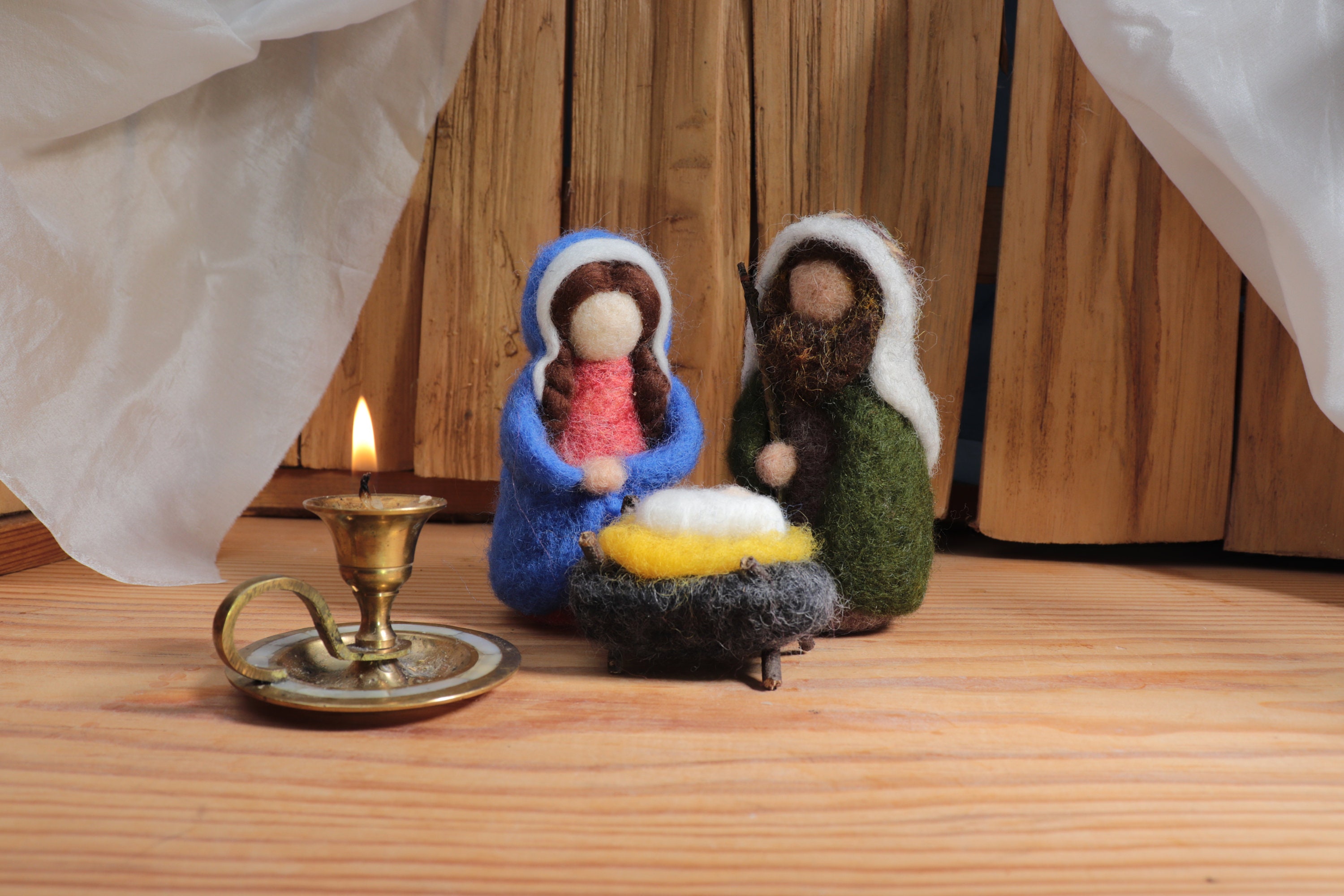 Nativity Set of 3 Characters. Wool Doll. Waldorf-art. Christmas ...
