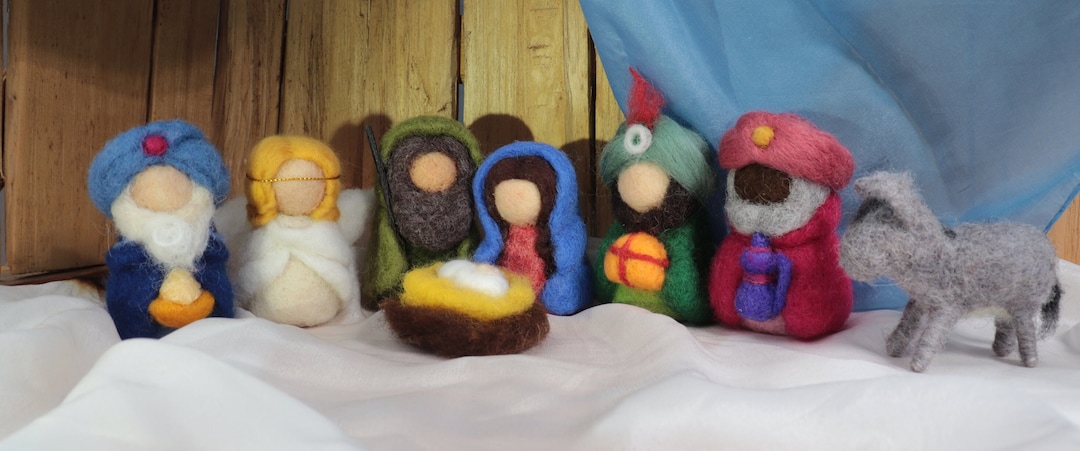 Felted Nativity Set 11 Pieces. Needle Felt Nativity Scene. - Etsy