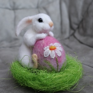 Felted Easter Bunny – Needle Felted White Bunny – Handmade Rabbit ...