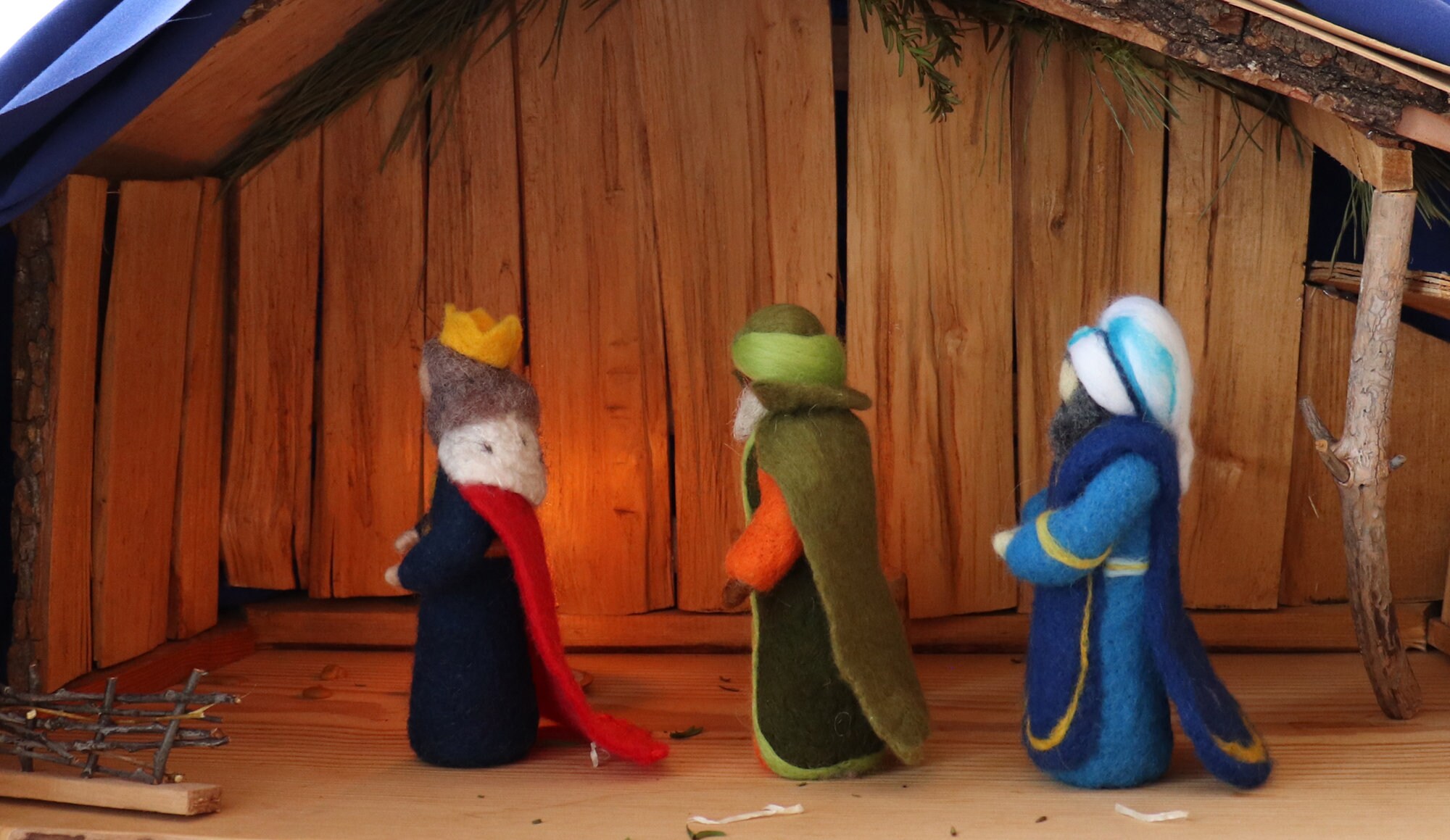 Needle Felt Nativity Scene. Nativity Set of 9 Figurines. Christmas ...