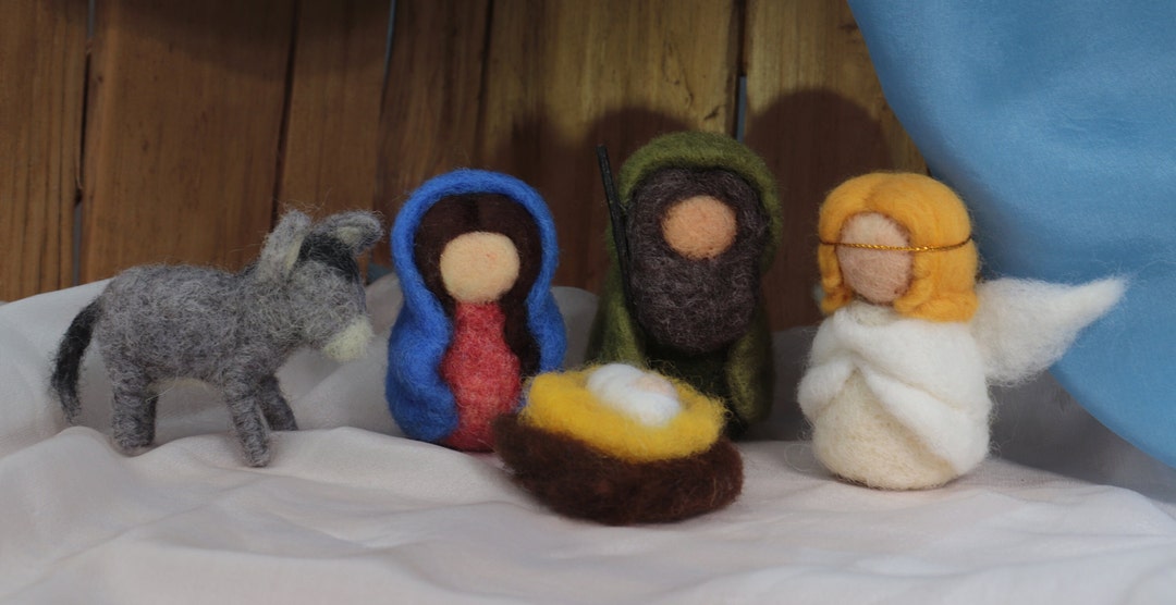 Felted Nativity Set 11 Pieces. Needle Felt Nativity Scene. Waldorf Holy ...