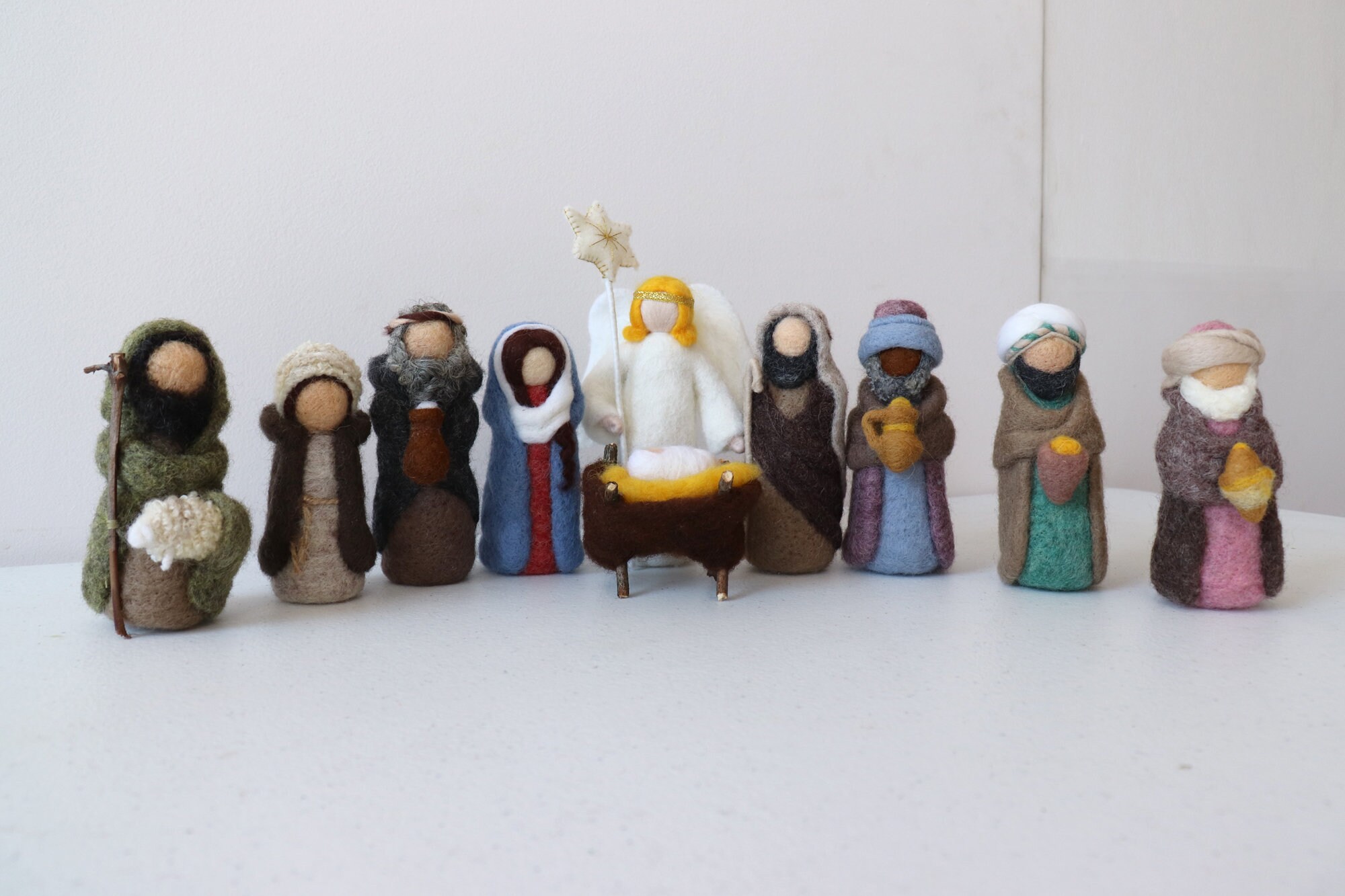 Felted Nativity Set 16 Pieces. Needle Felt Nativity Scene With Animals ...