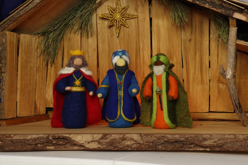 Needle Felt Nativity Scene. Nativity Set of 9 Figurines. Christmas ...