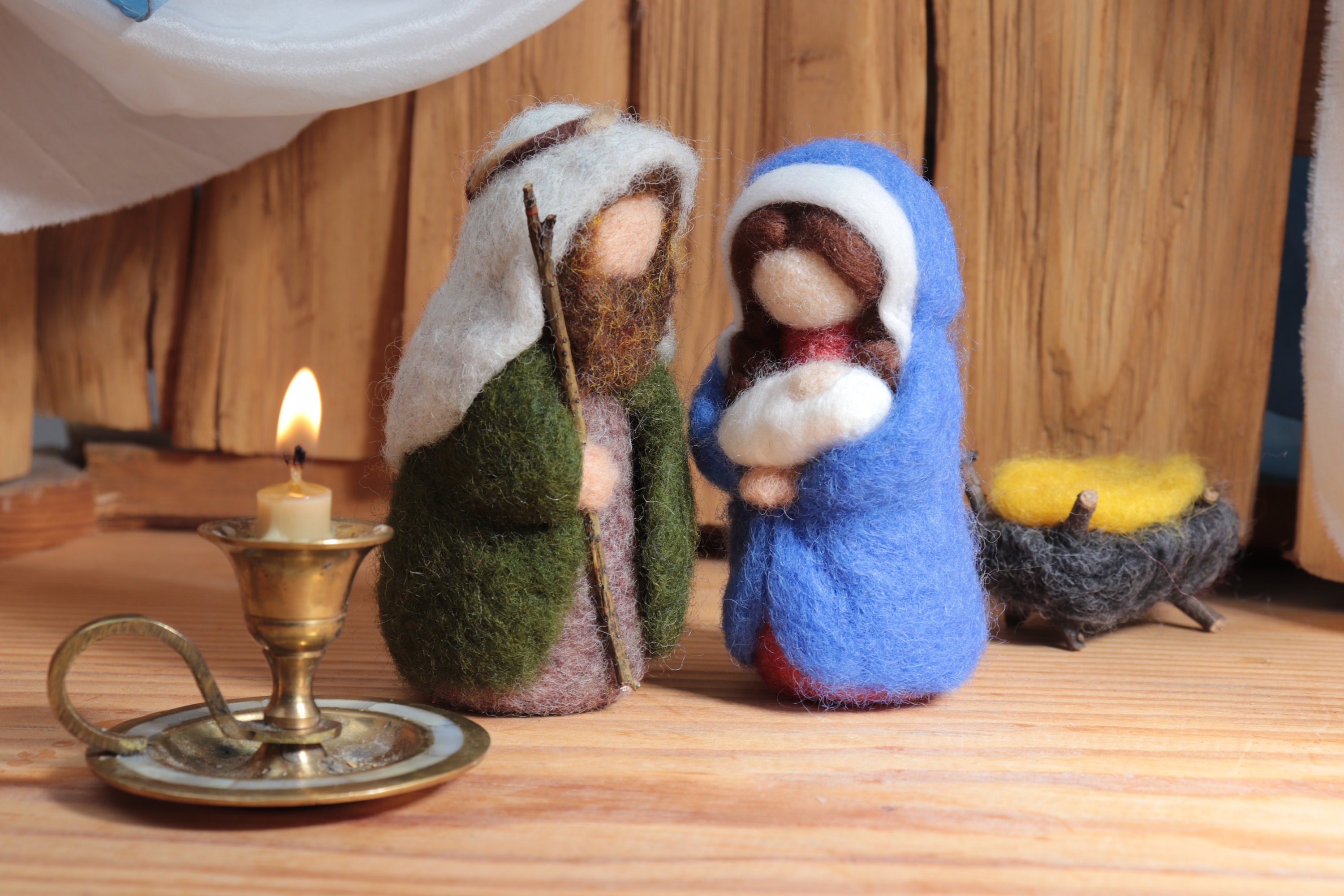Nativity Set of 3 Characters. Wool Doll. Waldorf-art. Christmas ...