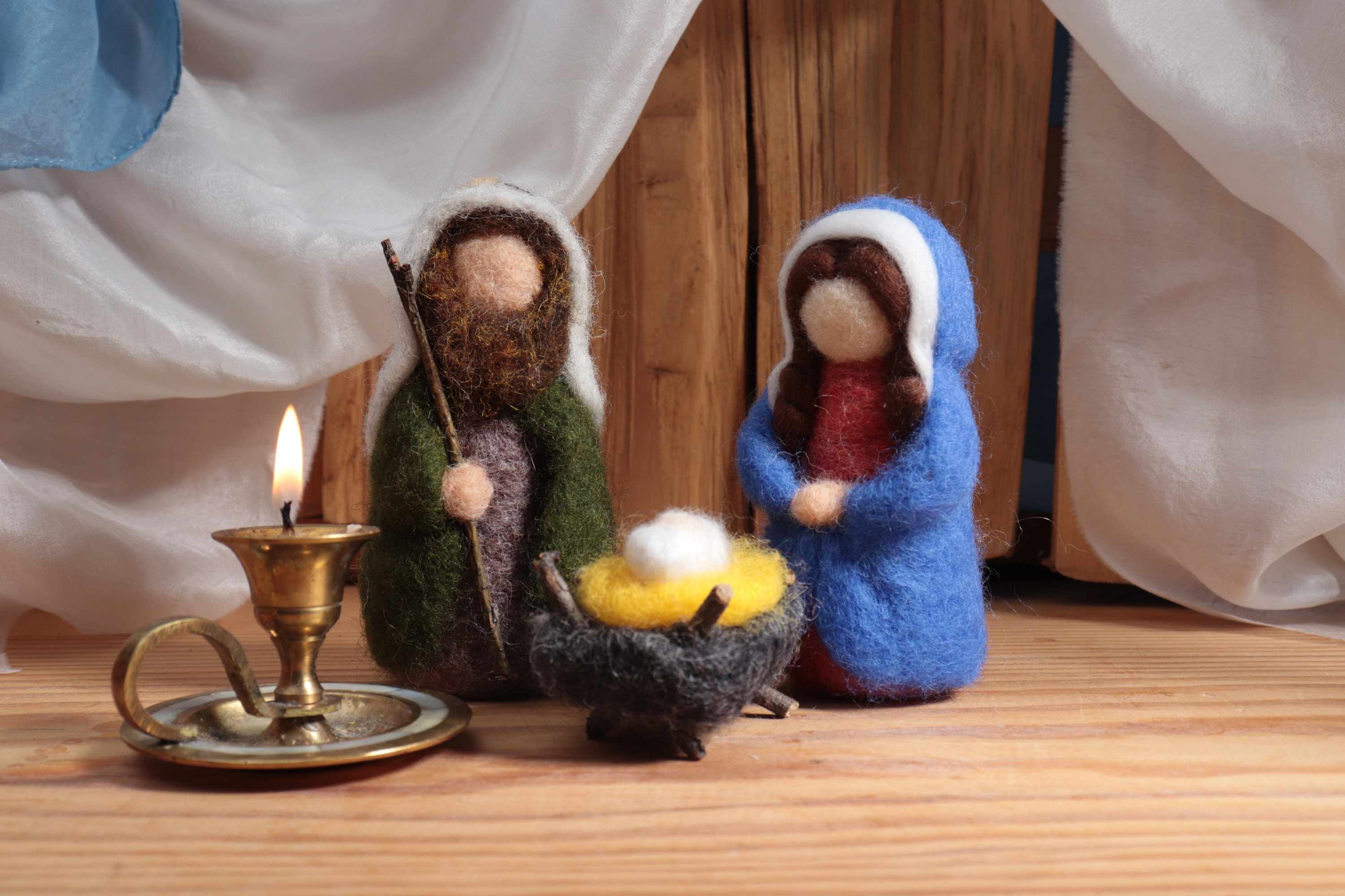 Nativity Set of 3 Characters. Wool Doll. Waldorf-art. Christmas ...