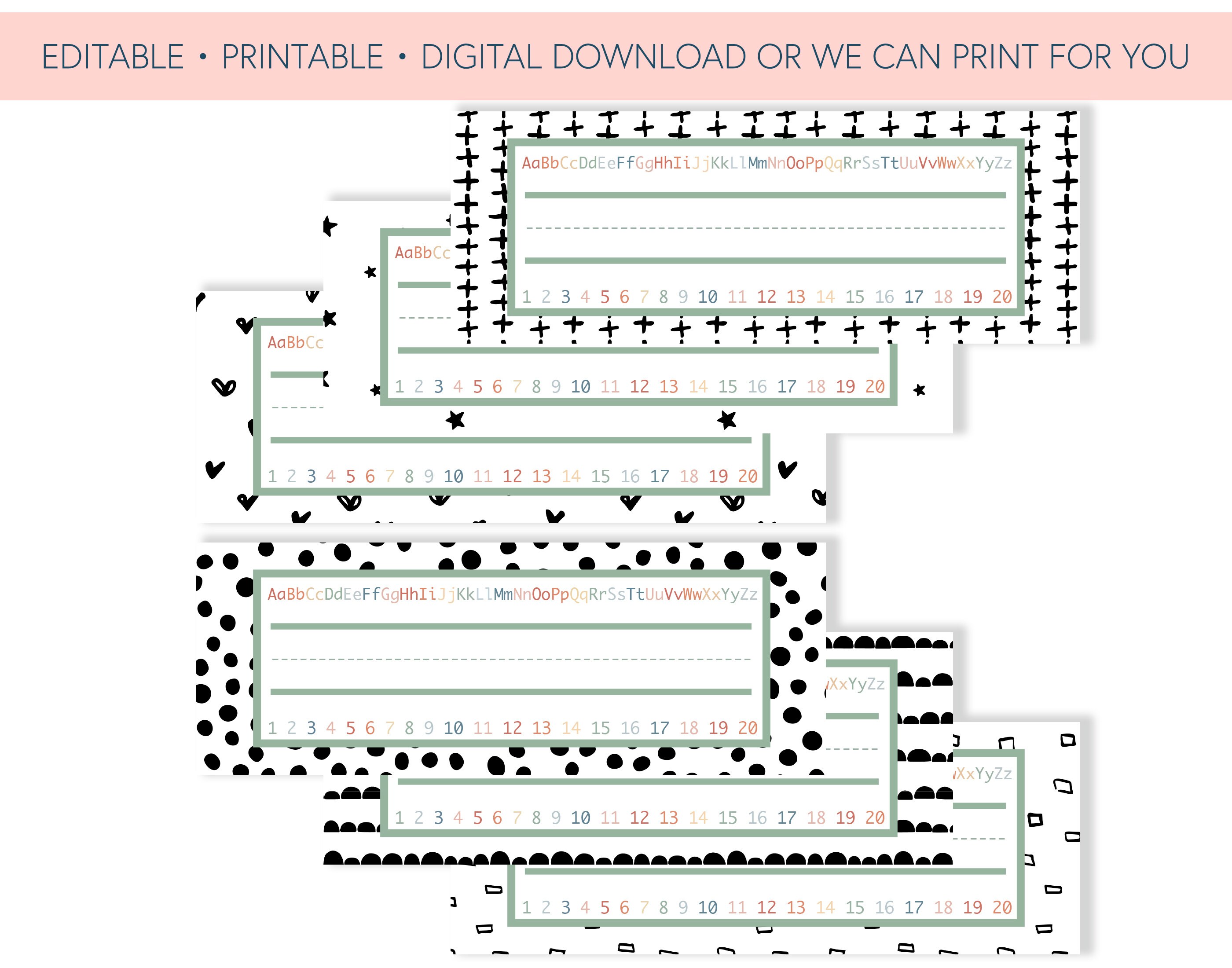 Black & White Classroom Desk Name Tags Editable Printable - Etsy Australia