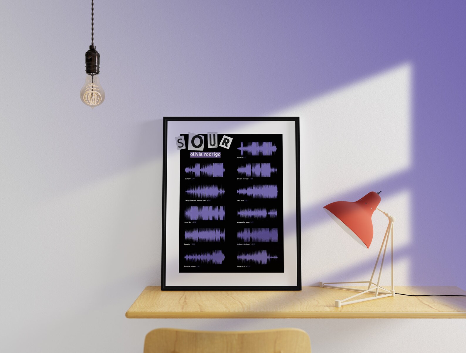 Olivia Rodrigo Sour Poster Sound Wave Tracklist Minimal - Etsy Canada