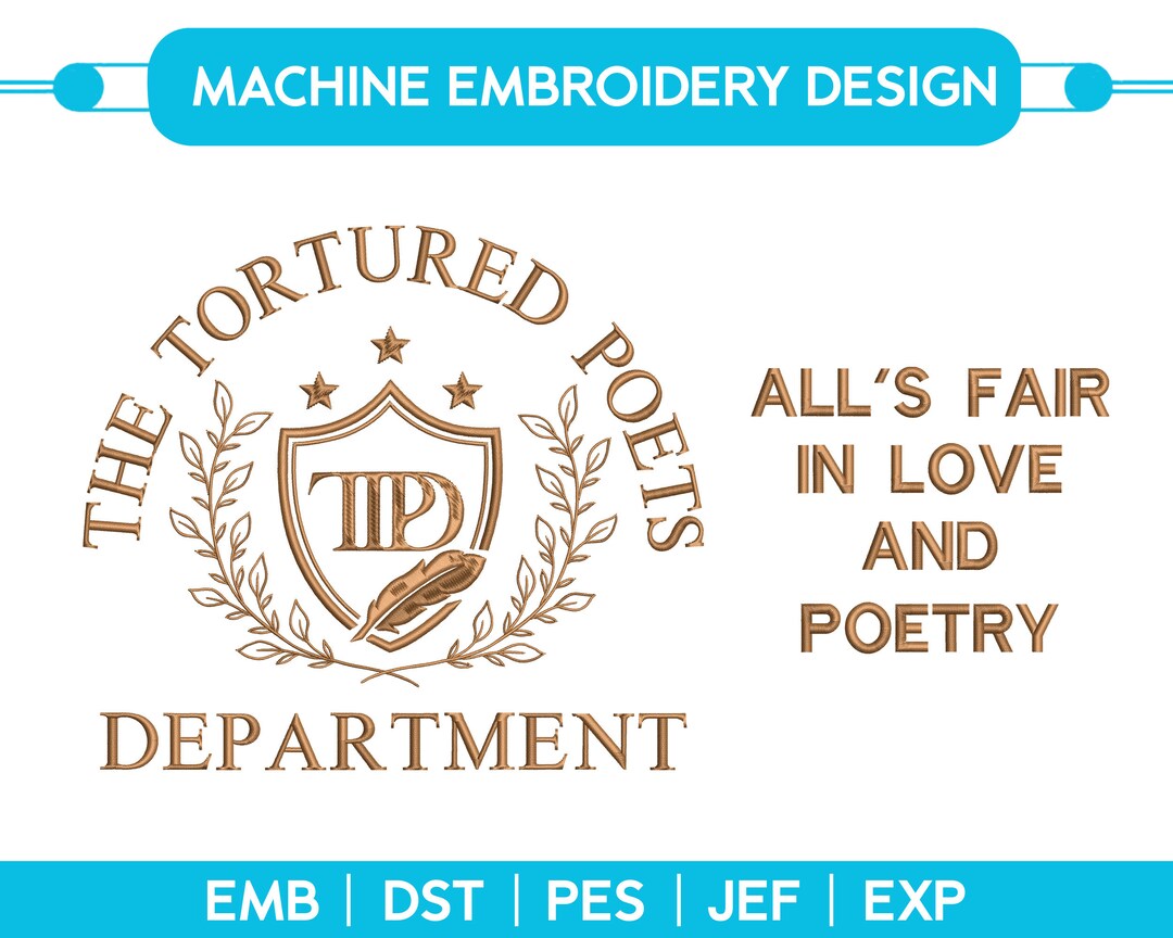 The Tortured Poets Department Embroidery File, TTPD New Album, Alls ...