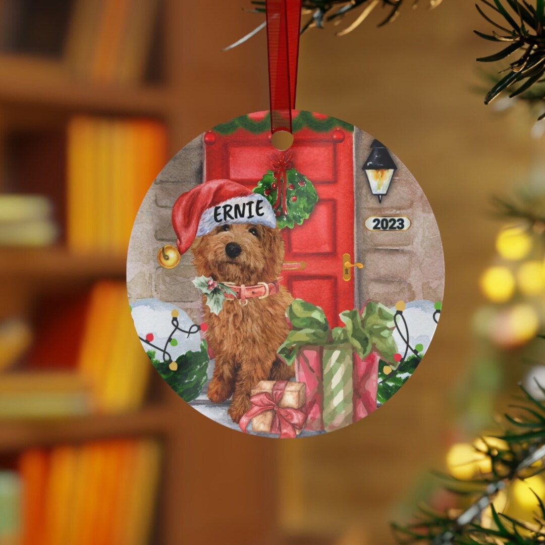 Personalized Goldendoodle, Labradoodle Christmas Ornament, Apricot, Red ...