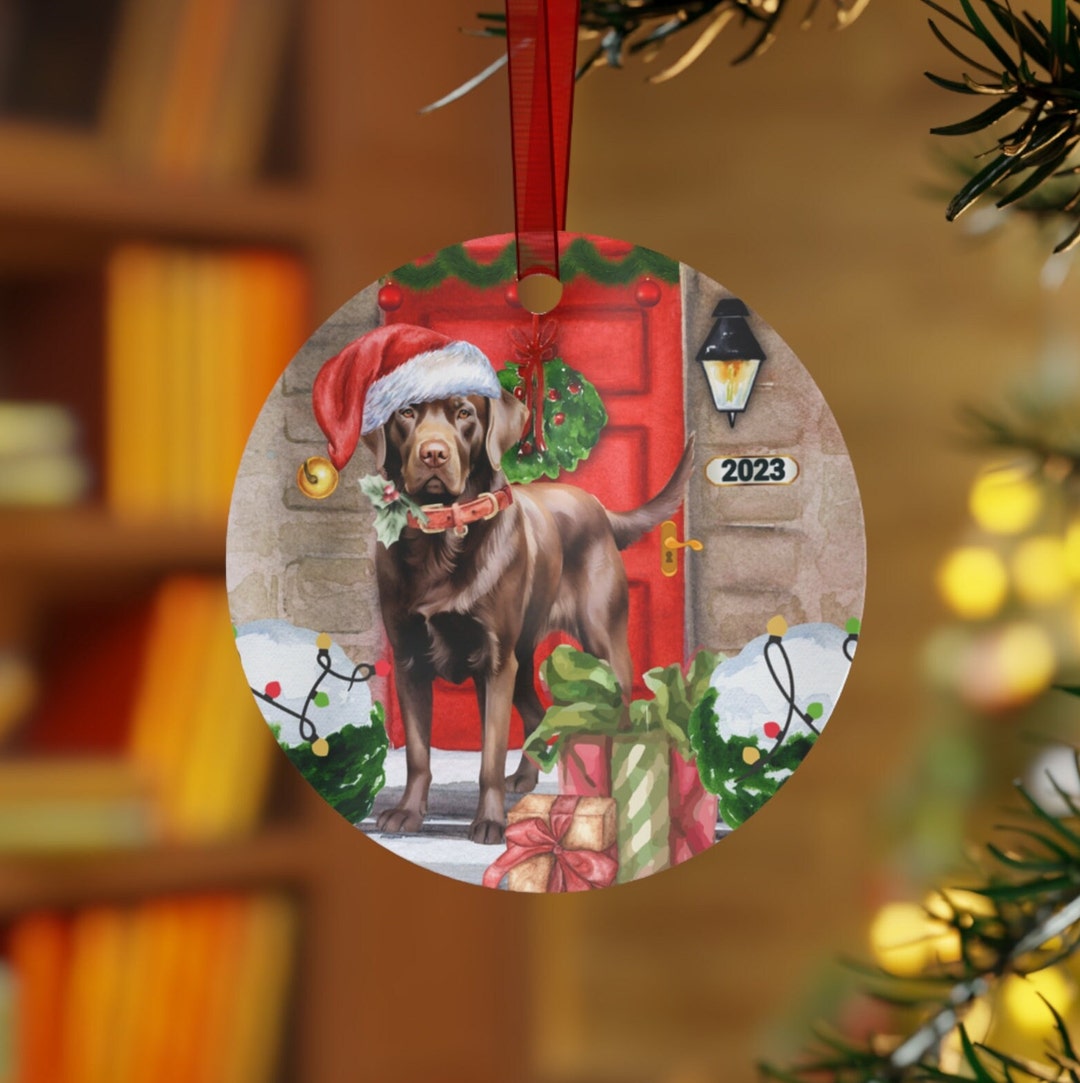 Personalized CHOCOLATE BROWN Labrador Retriever Dog Christmas Ornament ...