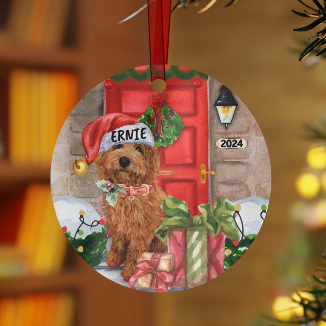 Personalized Goldendoodle, Labradoodle Christmas Ornament, Apricot, Red ...