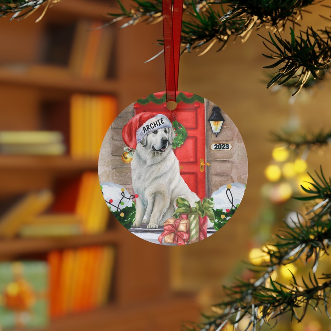 Personalized Great Pyrenees Christmas Metal Ornament, Great Pyrenees ...
