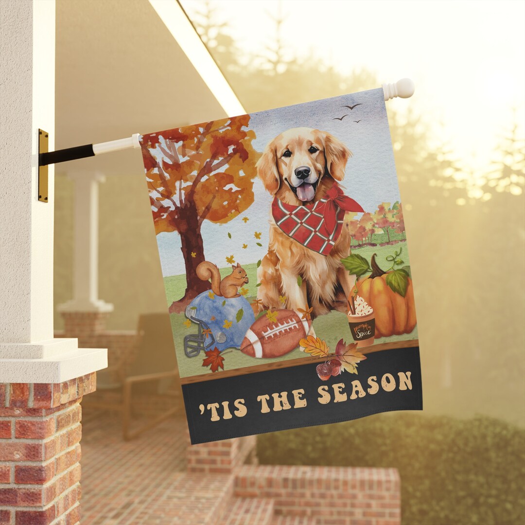 Golden Retriever Dog Fall Flag - Banner, Golden Retriever House Flag ...