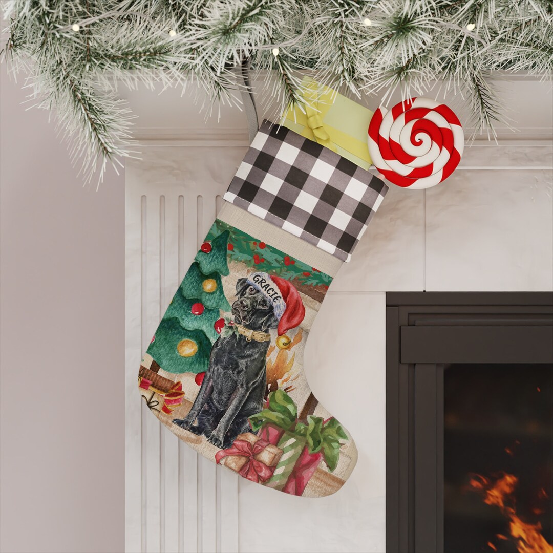 Personalized Black Labrador Retriever Christmas Stocking, Custom Black ...