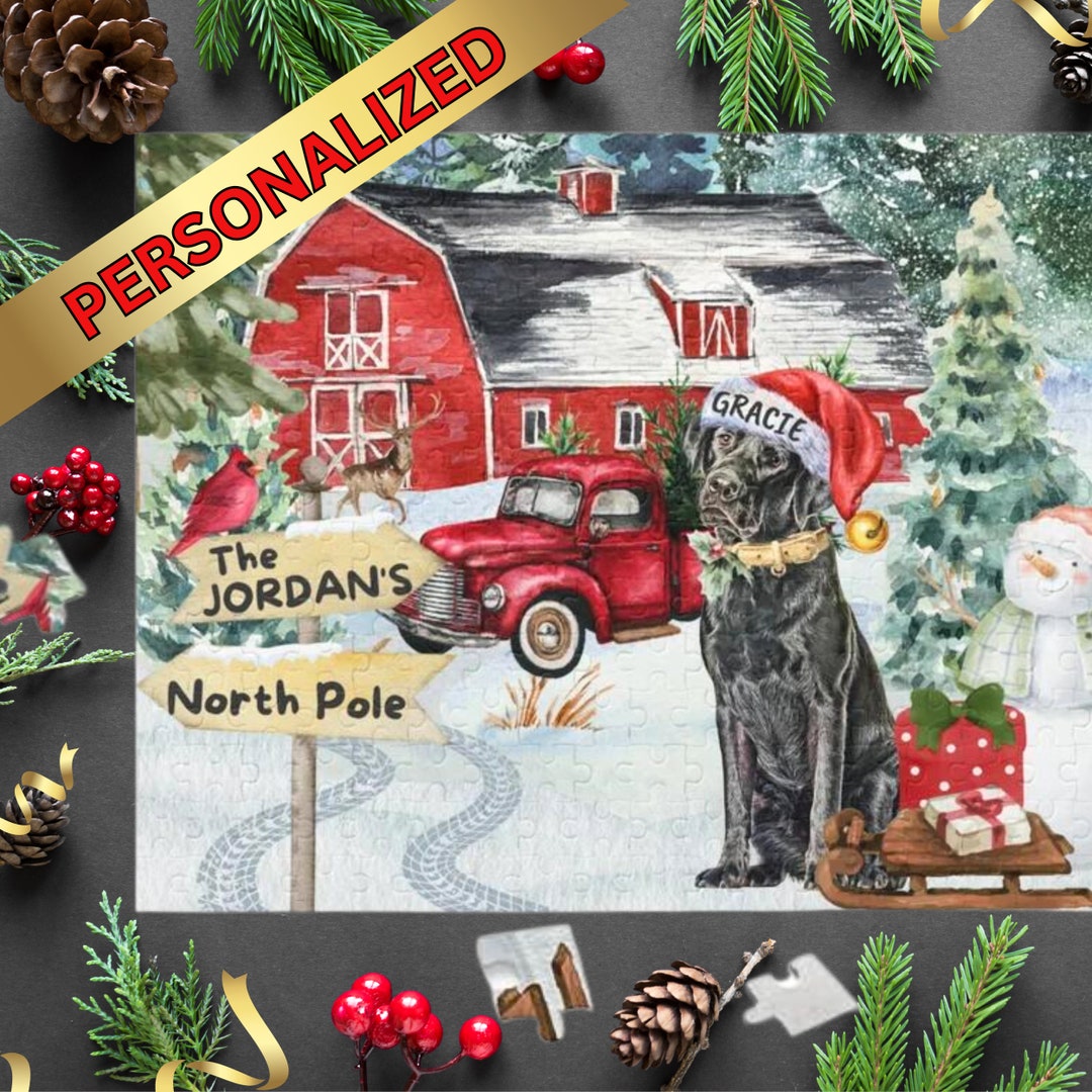PERSONALIZED Black Labrador Retriever Christmas Puzzle (120, 252, 500 ...