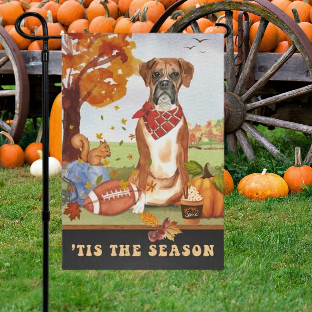 Boxer Dog Fall Autumn Garden Flag, Football, Pumpkin Spice, Boxer Mom ...