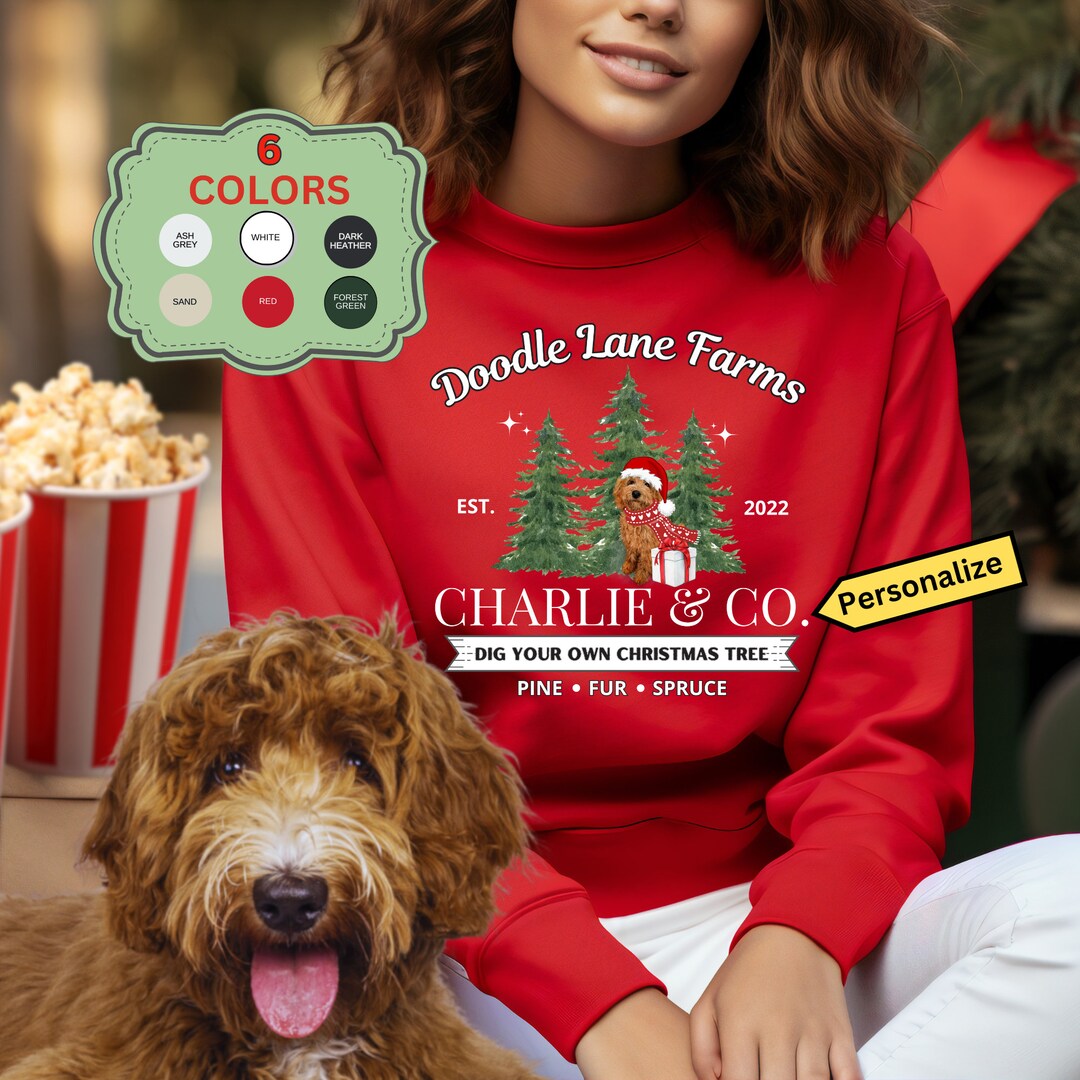 Personalized Apricot Red Doodle Dog Christmas Sweatshirt, Bernedoodle ...