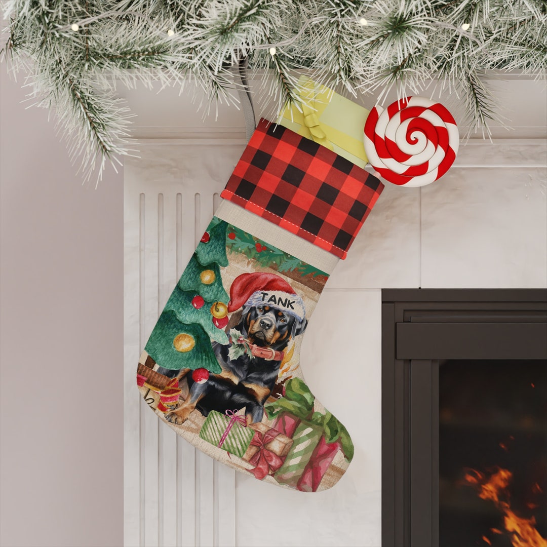 Personalized Rottweiler Dog Christmas Stocking, Rottweiler Mom Dad Gift ...