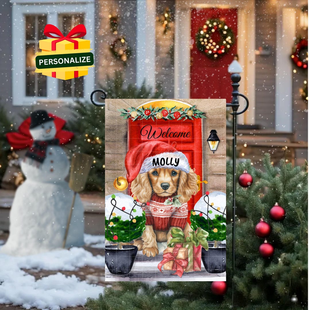 Personalized COCKER SPANIEL Christmas Flag ,custom Cocker Spaniel Mom ...
