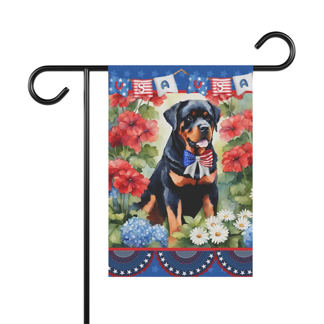 Rottweiler Dog Patriotic Summer Garden Flag Gift, Rottie Dog Mom Dad ...