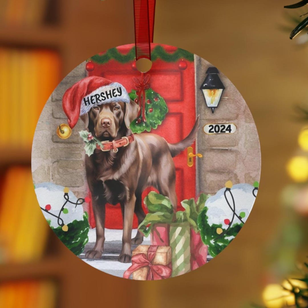 Personalized CHOCOLATE BROWN Labrador Retriever Dog Christmas Ornament ...