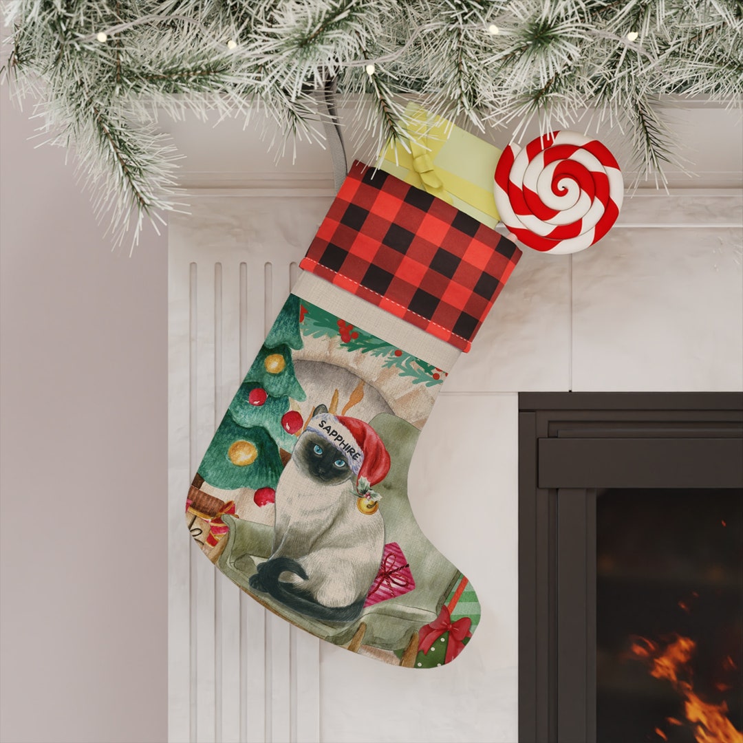 Personalized Siamese Cat Christmas Stocking, Custom Cat Stocking, Gift ...