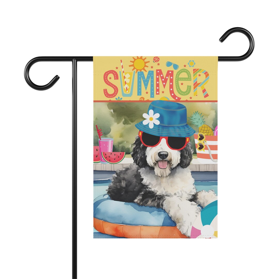 Sheepadoodle, Bernedoodle Dog Summer Flag Gift, Bernedoodle Mom Garden ...