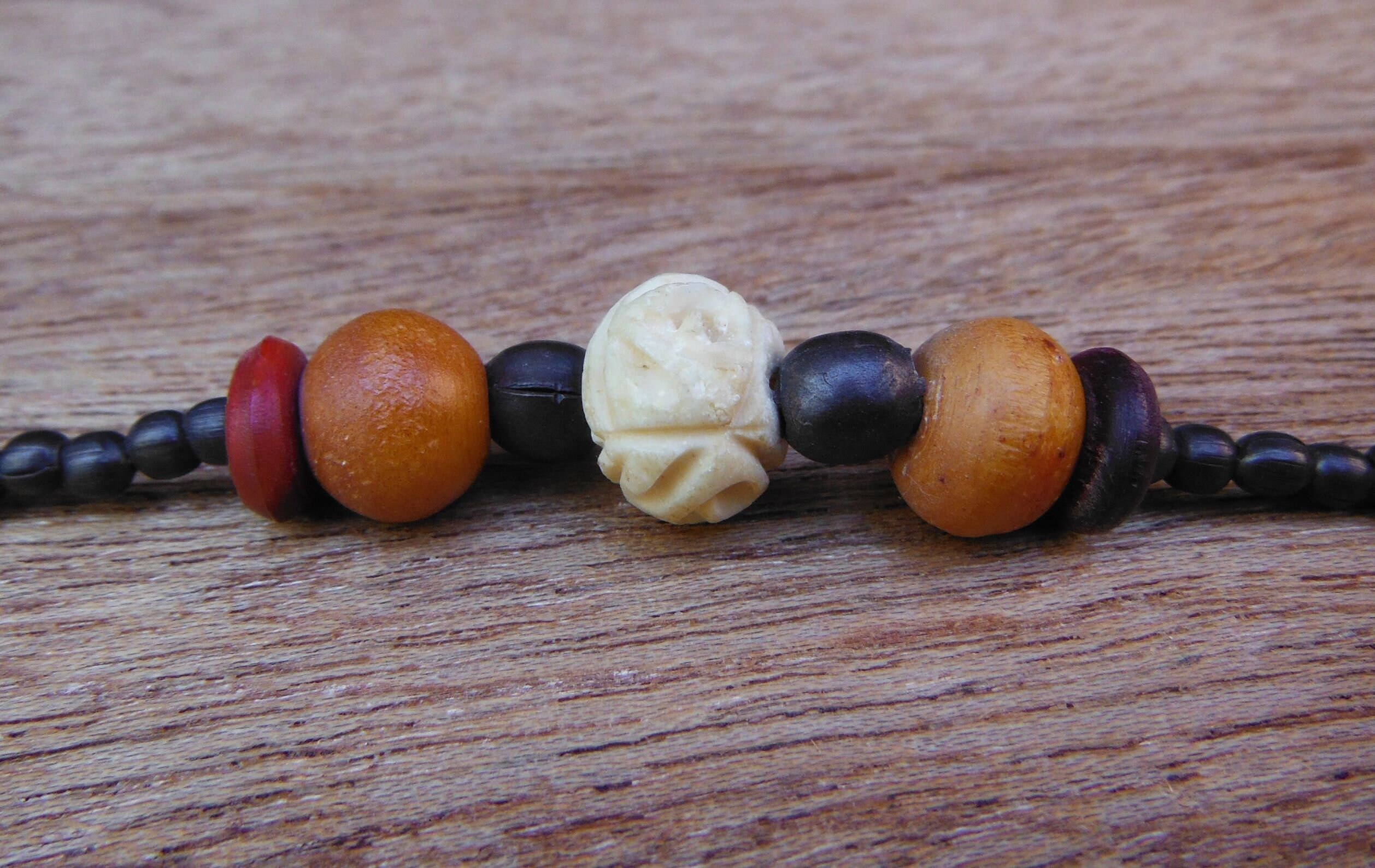 Vintage African Bone and Metal Bead Necklace, Long African Beaded ...