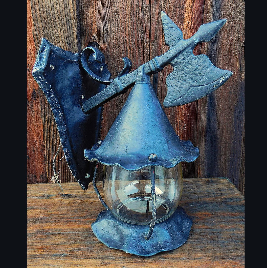Antique Gothic Witch’s Hat With Hatchet Wall Sconce/porchlight ...