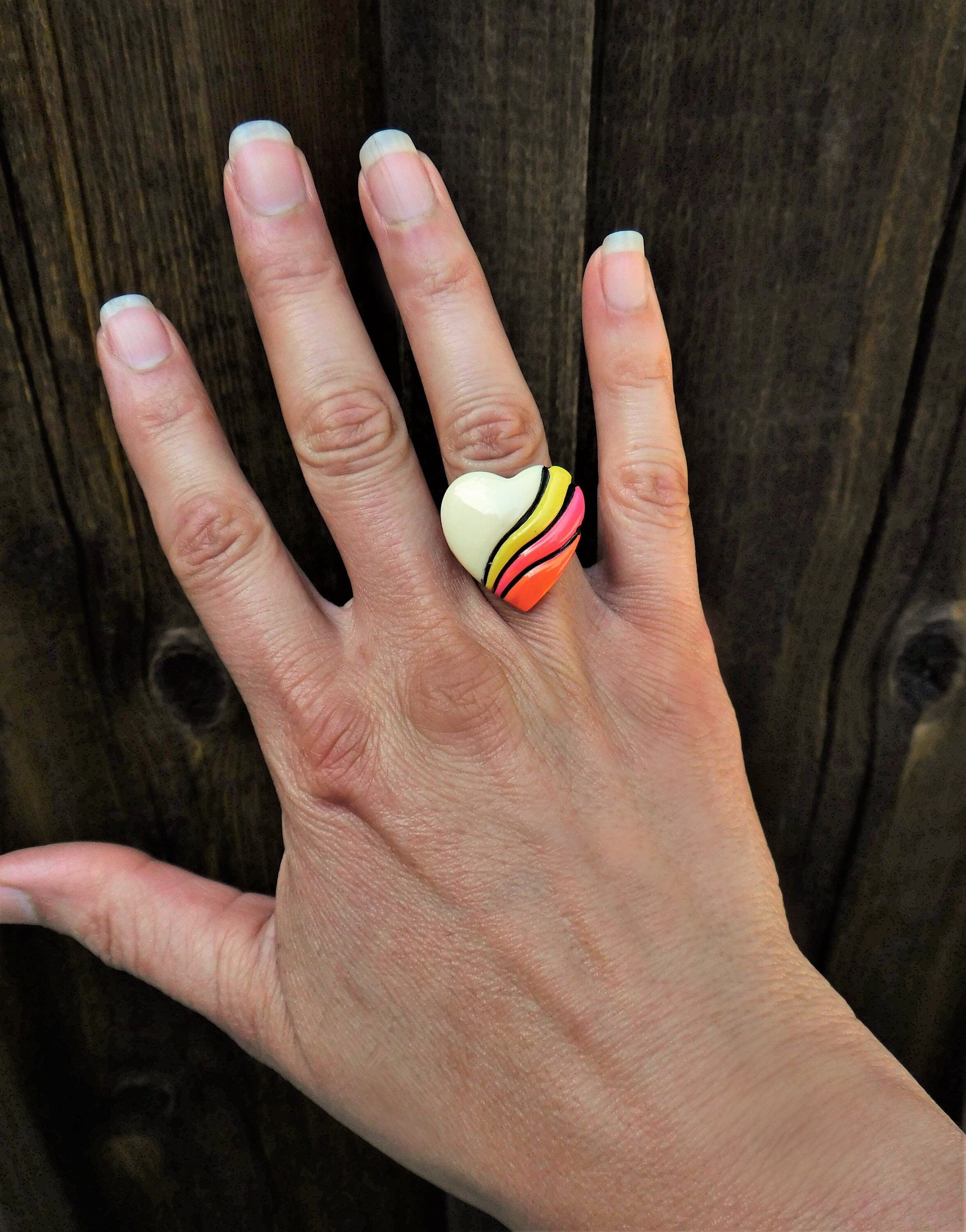 Vintage Adjustable Size Plastic Heart Ring Upcycled Clip on - Etsy