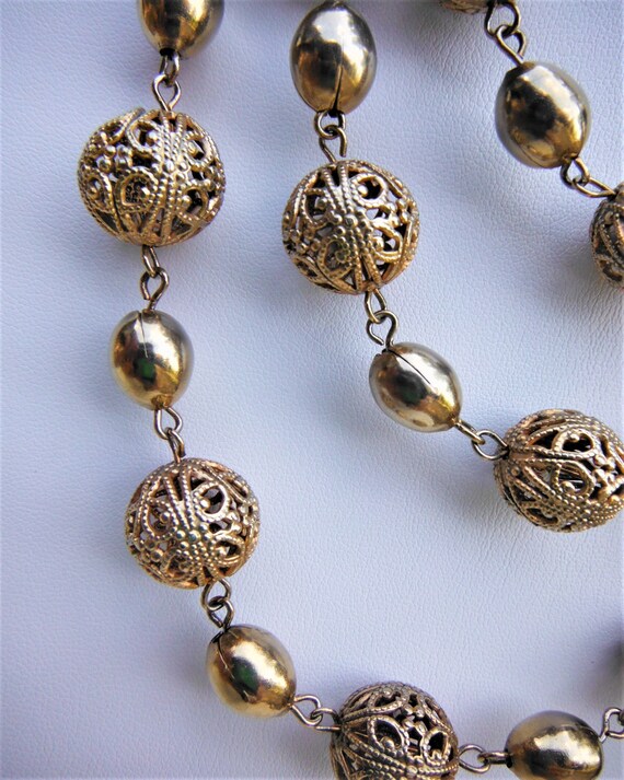 Vintage Midcentury Mod Gold Multistrand Necklace, Gol… - Gem