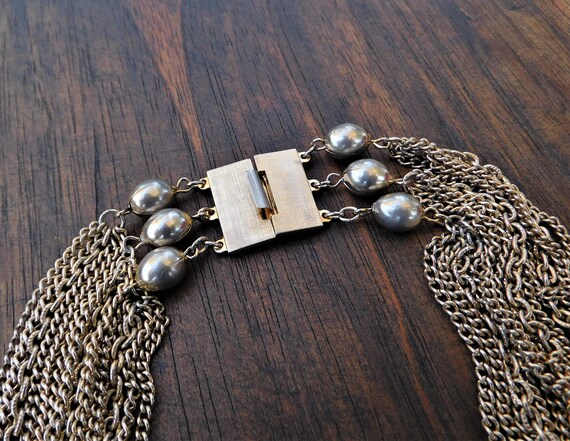 Vintage Midcentury Mod Gold Multistrand Necklace, Gol… - Gem