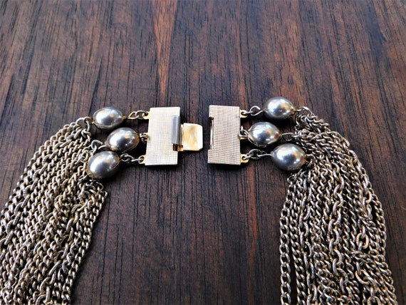 Vintage Midcentury Mod Gold Multistrand Necklace, Gol… - Gem