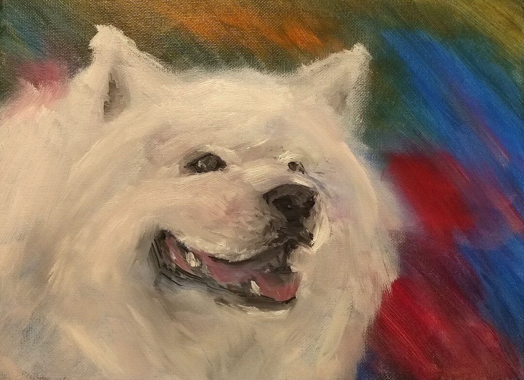 Samoyed Portrait, 9x12 Oil Painting on Canvas, Pet, Gift, (unframed) - Etsy