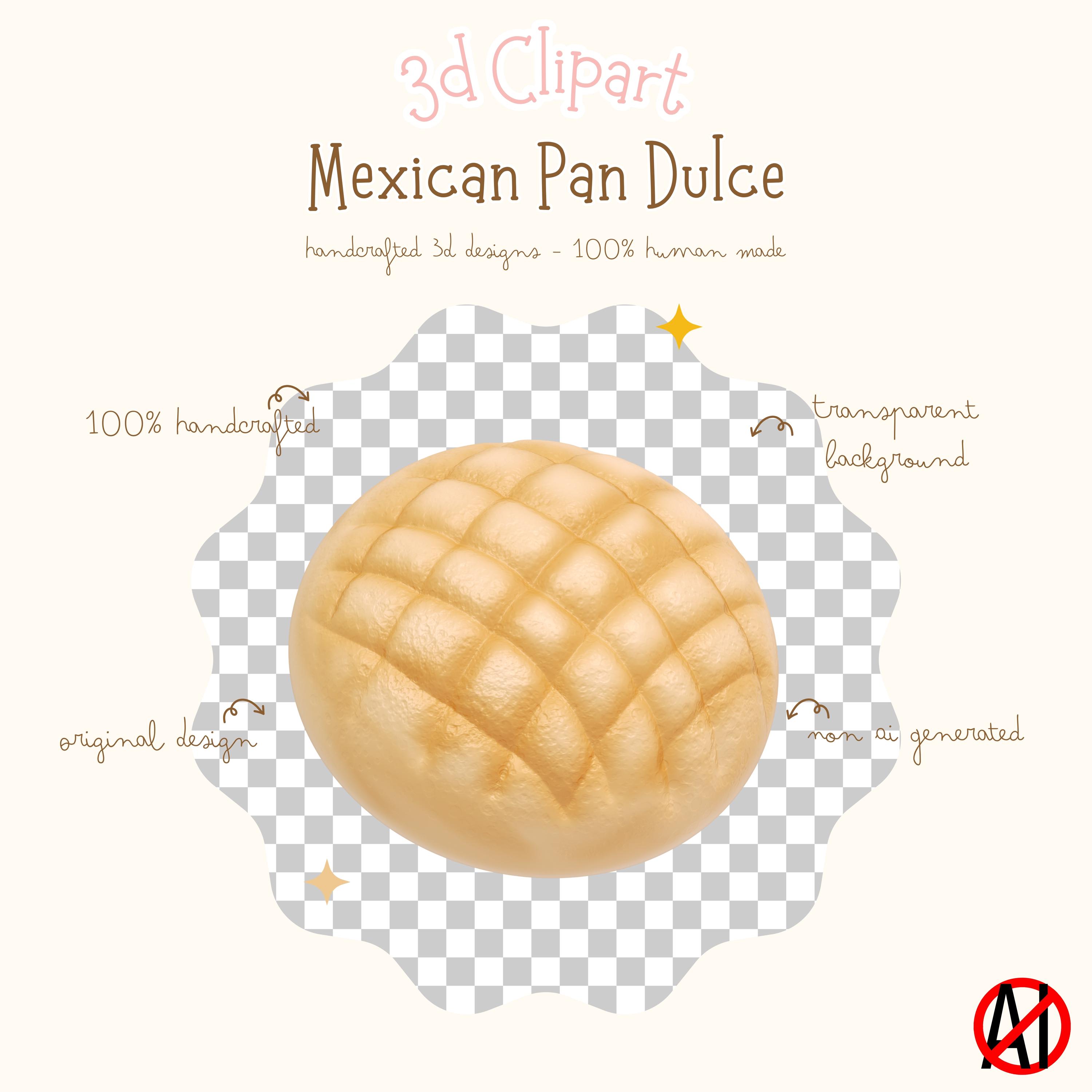 3D Conchas Mexican Pan Dulce Clipart | Mexican Sweet Bread 3D PNG ...