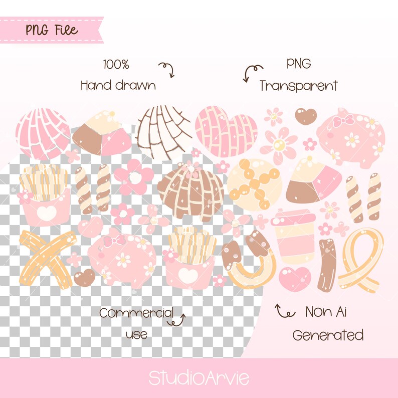 Kawaii Conchas PNG Libbey Glass Can Wrap | Cute Mexican Pan Dulce ...