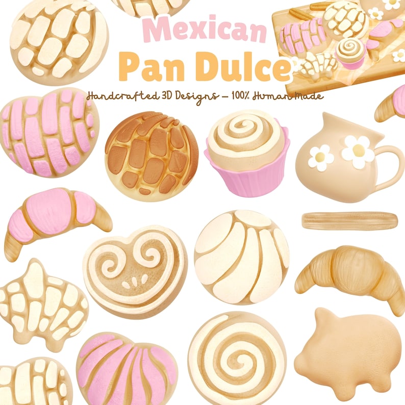 3D Conchas Mexican Pan Dulce Clipart | Mexican Sweet Bread 3D PNG ...