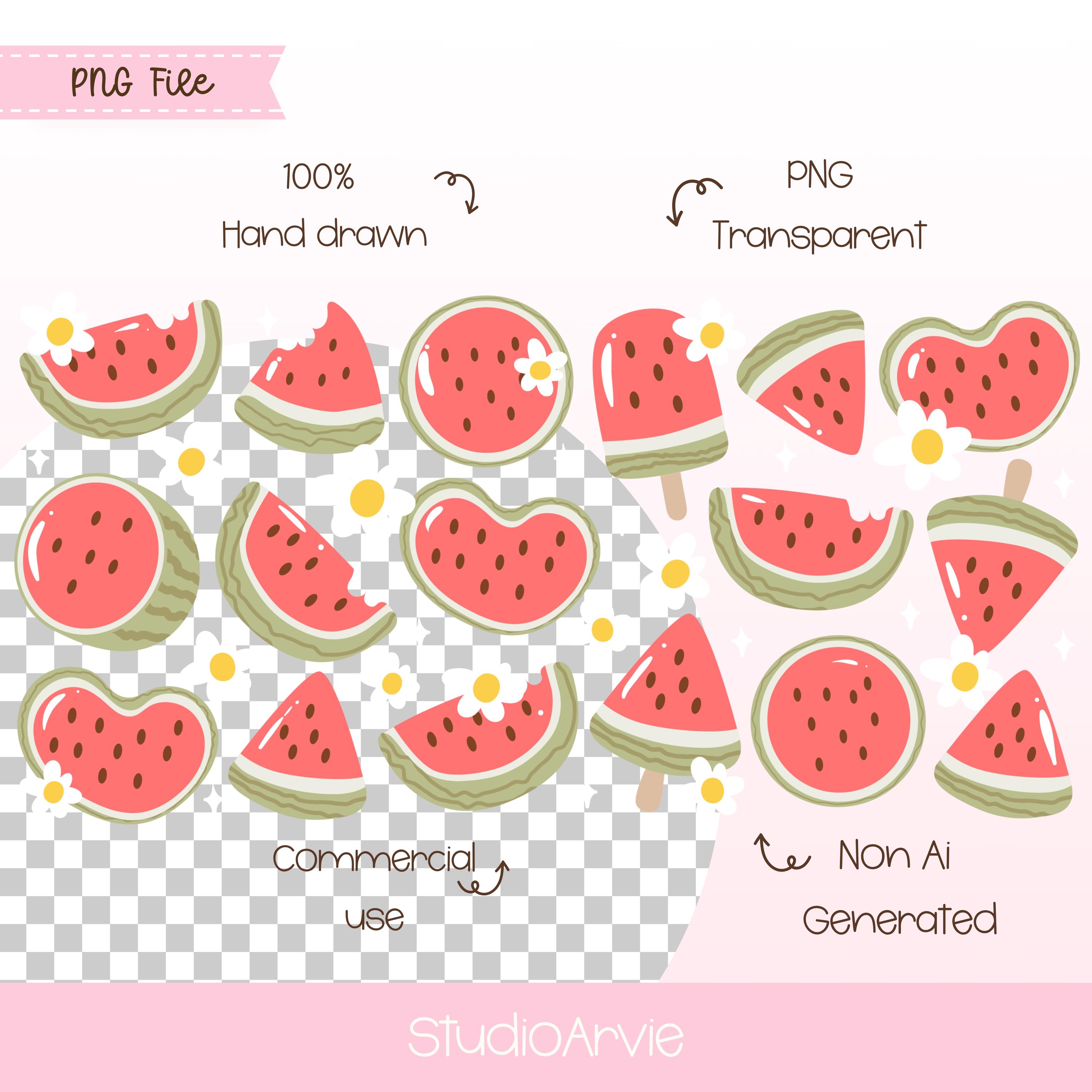 Watermelon PNG Libbey Glass Can Wrap | Cute Summer Fruit Popsicle Daisy ...